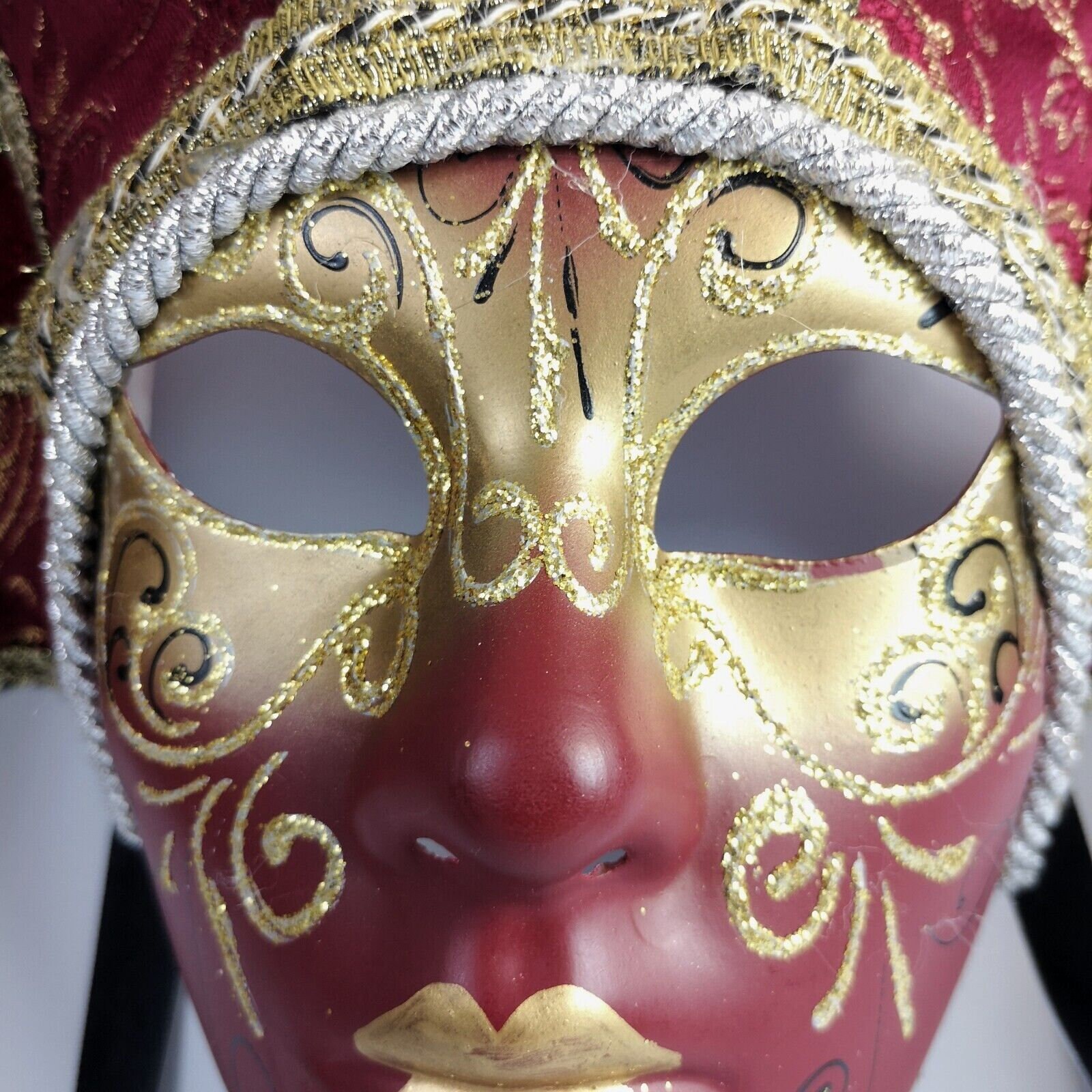 Venetian Masquerade Mask Made in Italy Jester Carnival Red & Gold Mardi ...