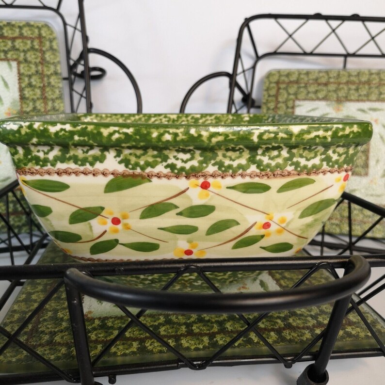 Temptations by Tara, Old World Green, Serving Set Three Baskets, Glass ...