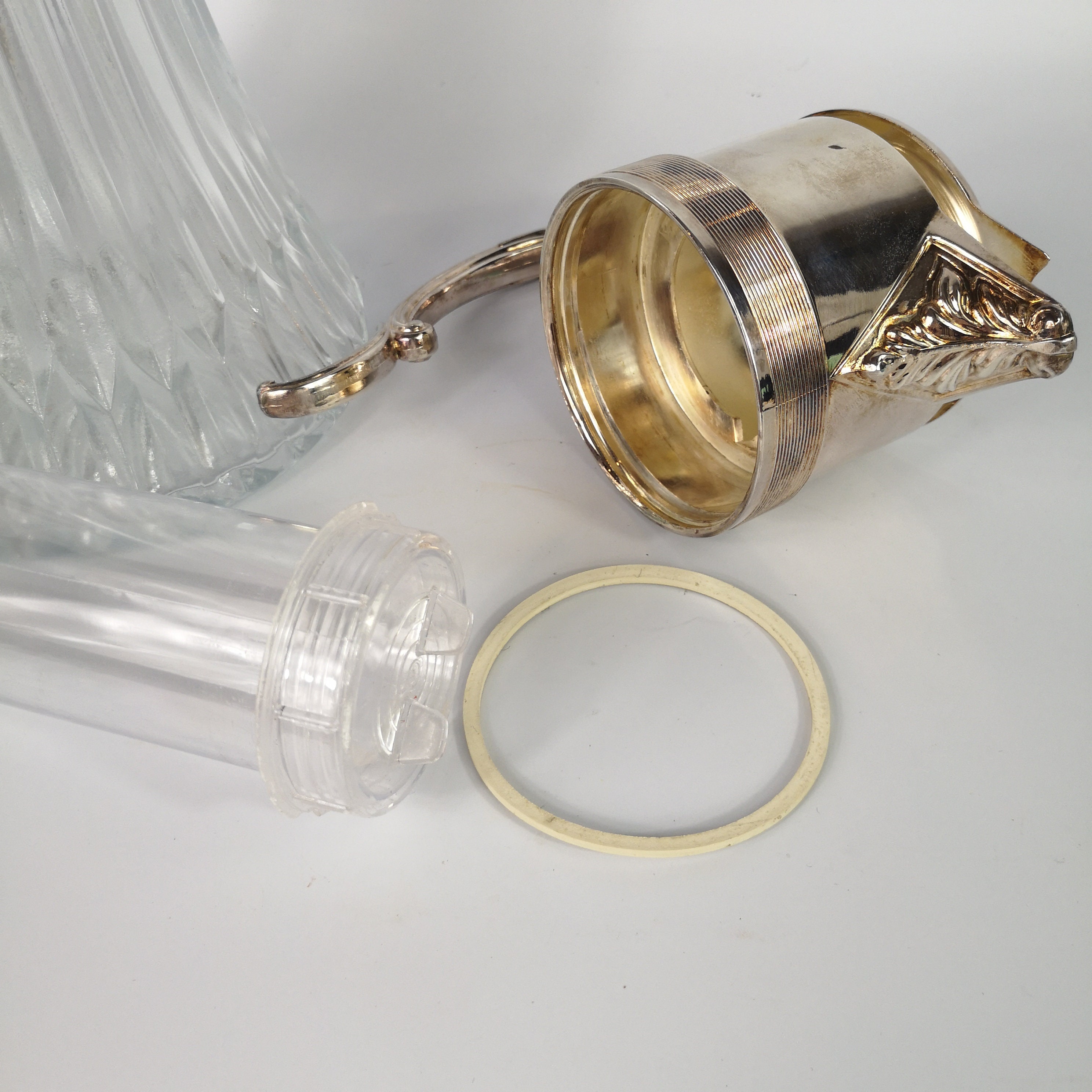 Large Vintage Italian Wine Decanter, Crystal Jug, Glass Pitcher, Cut ...