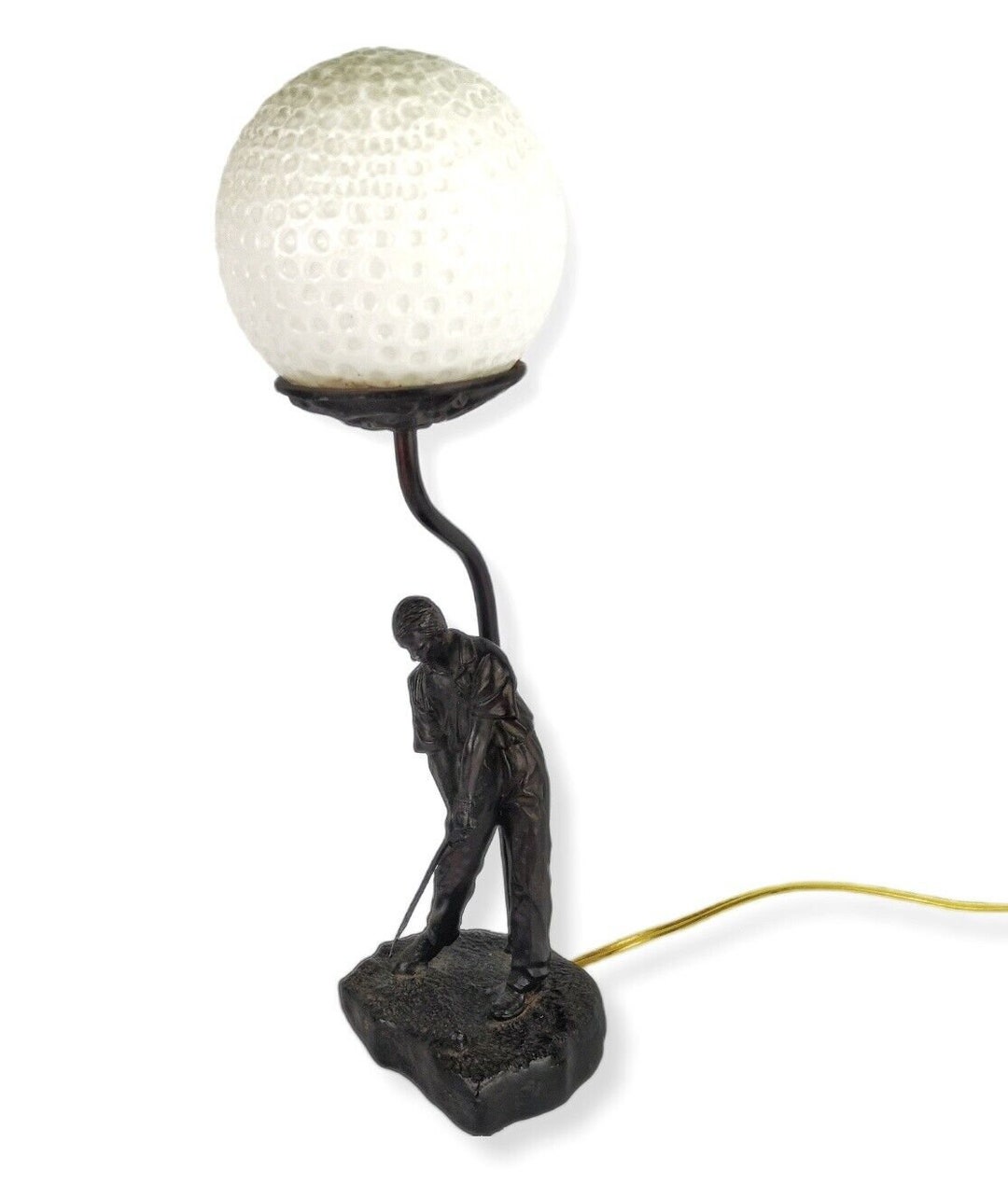 Dale Tiffany Golf Table Lamp Glass Ball Cast Metal Golfer Man Cave Desk ...