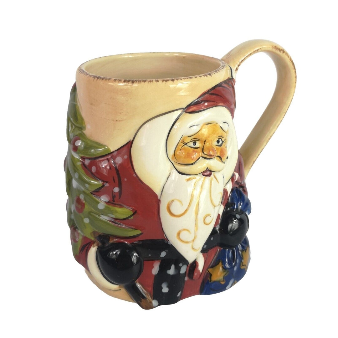 Dario Farrucci Designs Oversized Santa Coffee Mug 3D Folk Art Hand ...