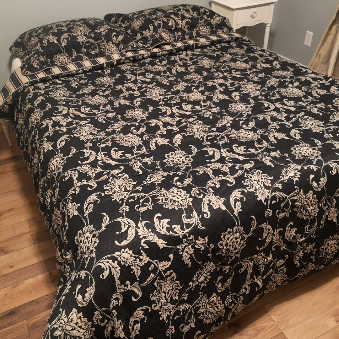 Croscill Bordeaux Regency Black and Taupe Gold Queen Comforter and ...