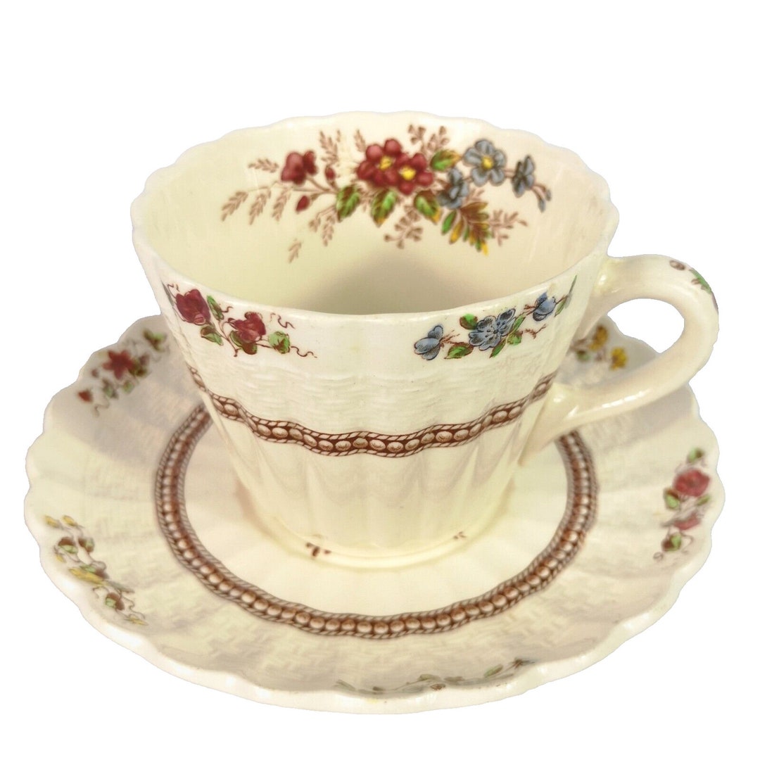 Vintage Copeland Spode Rosalie Pattern, Demitasse Cup and Saucer Teacup, 1950's Stoneware, Wild ...