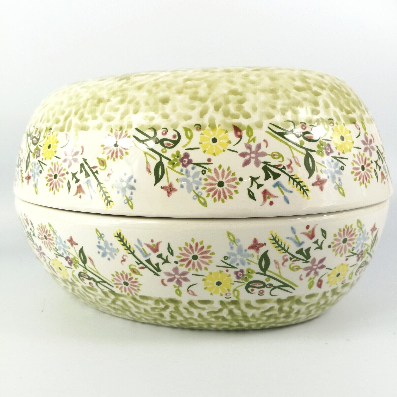 Temptations by Tara Bouquet Oven Ware Covered Casserole Green Floral ...