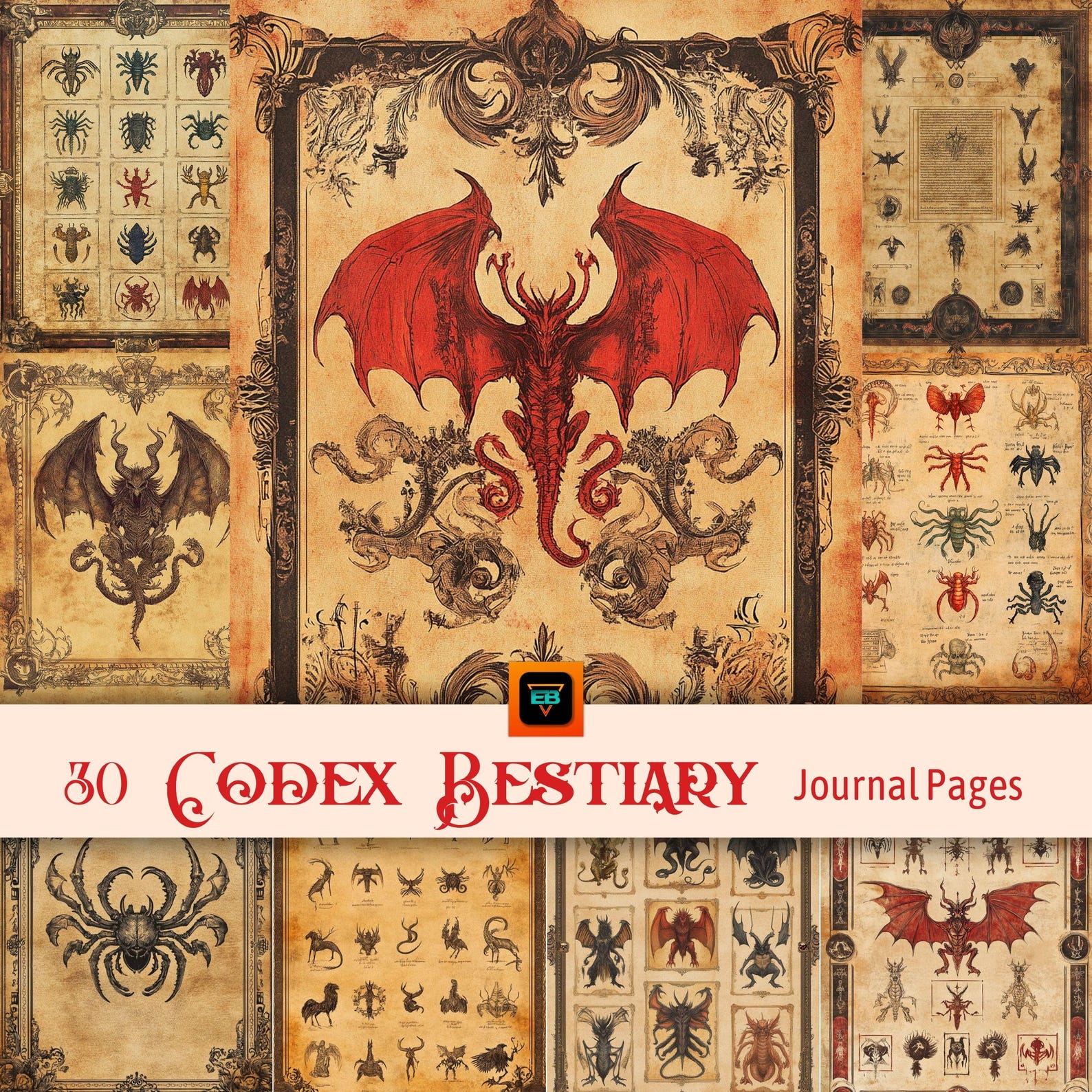 Codex Bestiary Journal Pages, Monster Scrapbook Sheets, BOS Grimoire ...