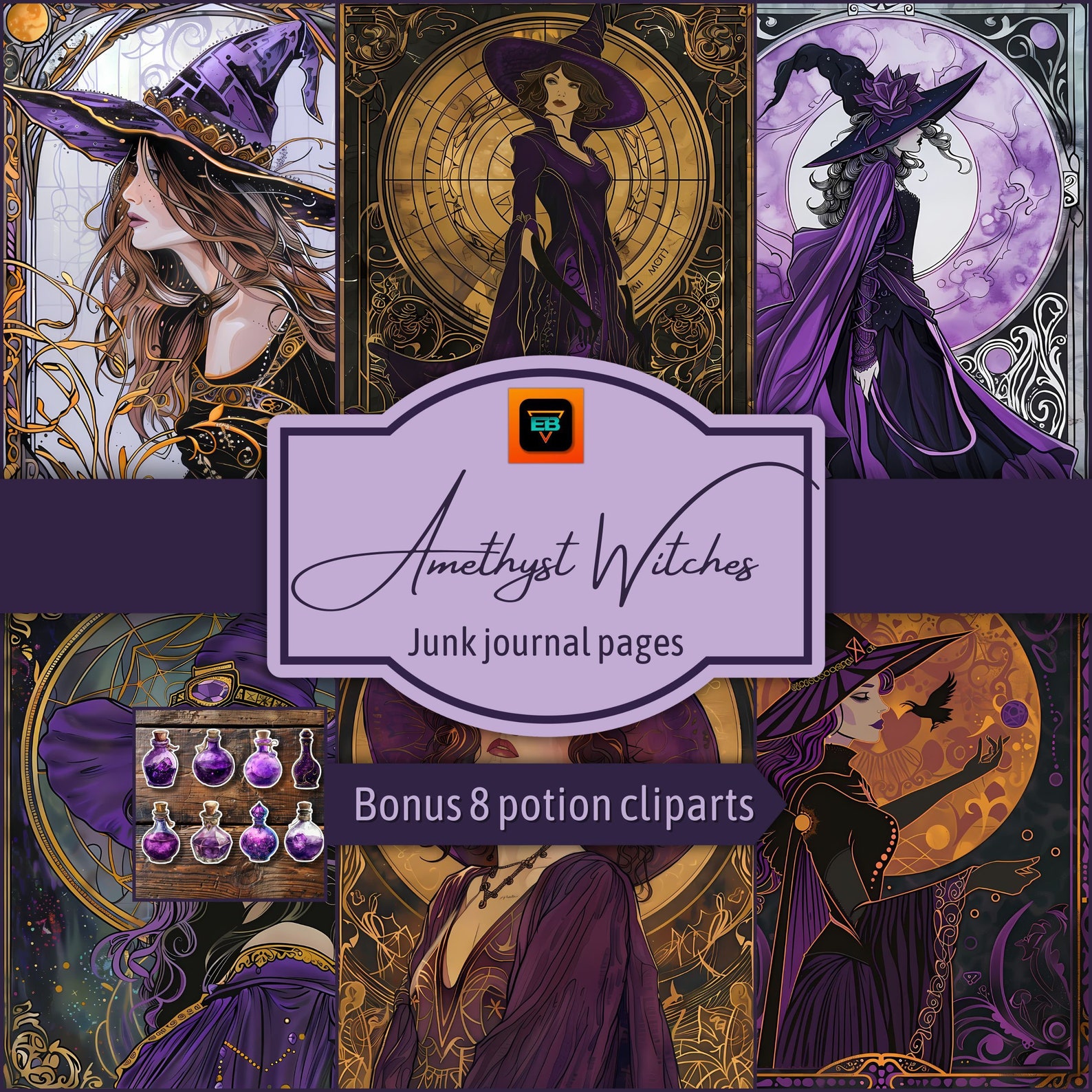 Amethyst Witch Junk Journal Kit, Digital Download, Witchy Ephemera ...