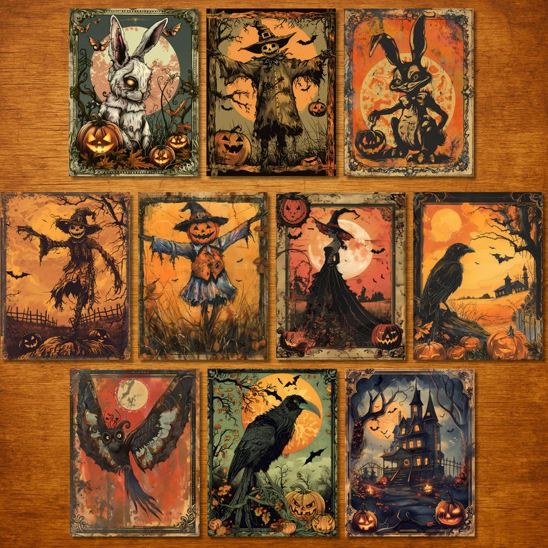 Creepy Halloween Junk Journal Pages, Digital Scrapbook Paper Kit ...