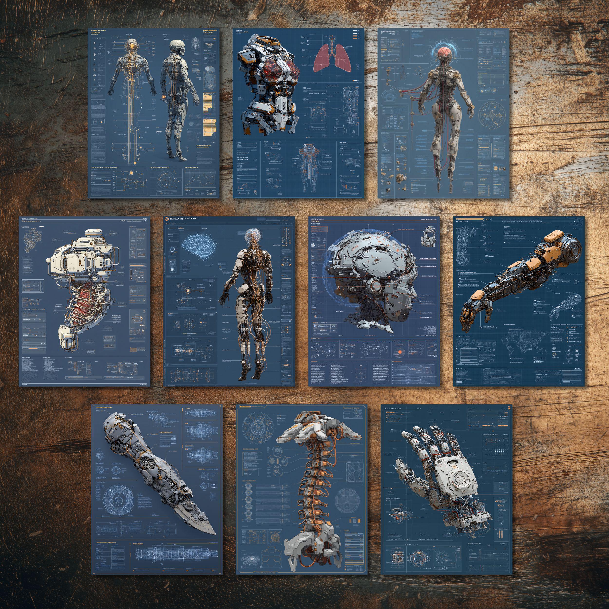 Sci-fi Modification Blueprints, TTRPG Handout, Cosplay Prop, Science ...
