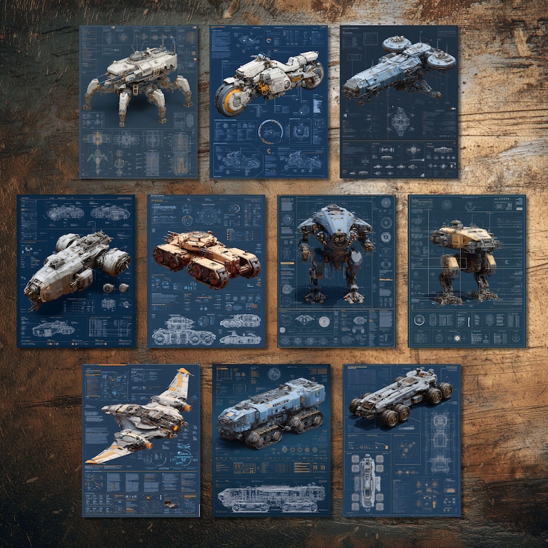 Sci-fi Vehicles Blueprints, TTRPG Handout, Cosplay Prop, Science ...