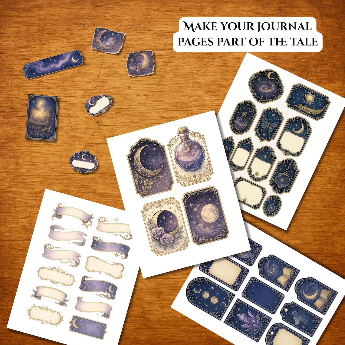 Wax and Wyrd Ephemera Kit, Celestial Printable Tags & Labels, Mystical ...