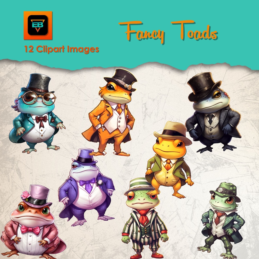 Fancy Toads, Cute Clipart, Toad Art, Toad Png, Toad Clipart, Toad ...