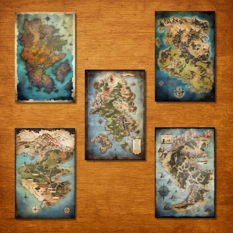 Fantasy Map Scrapbook Pages, Fairy Kingdom Junk Journal Kit, Dnd Gaming ...