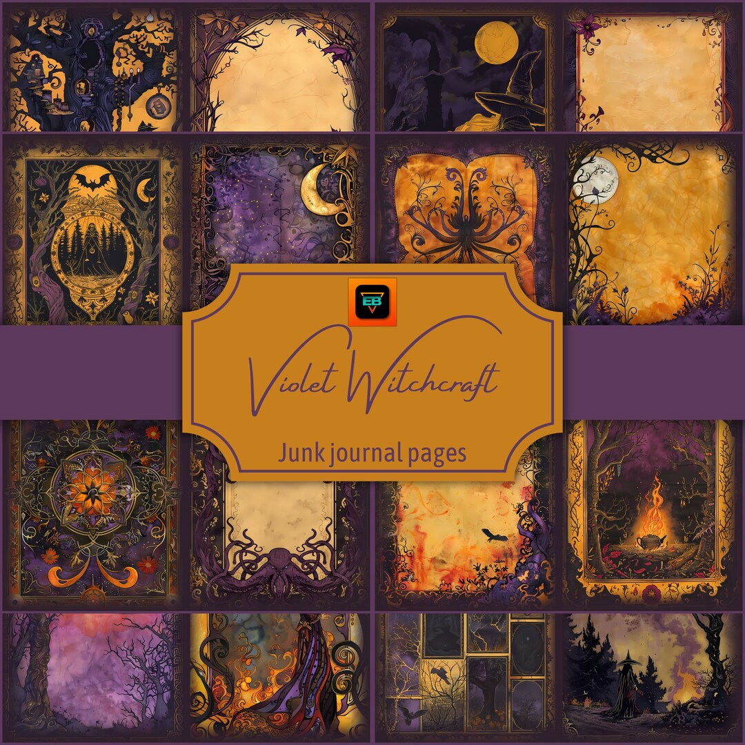 Violet Witchcraft Junk Journal Kit, Witchy Scrapbook Pages, Wicca ...
