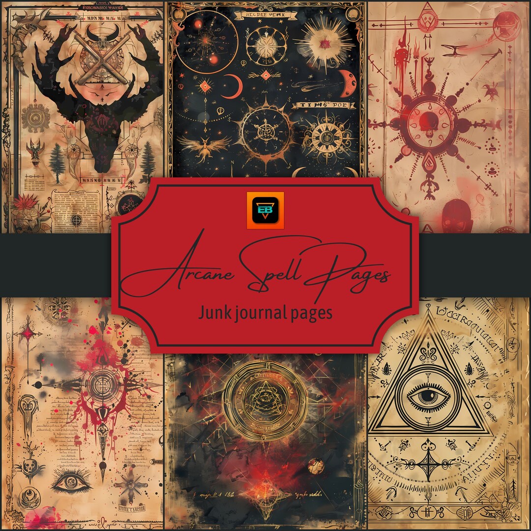 Book of Witchcraft Junk Journal Pages, Digital Scrapbook Paper Kit ...