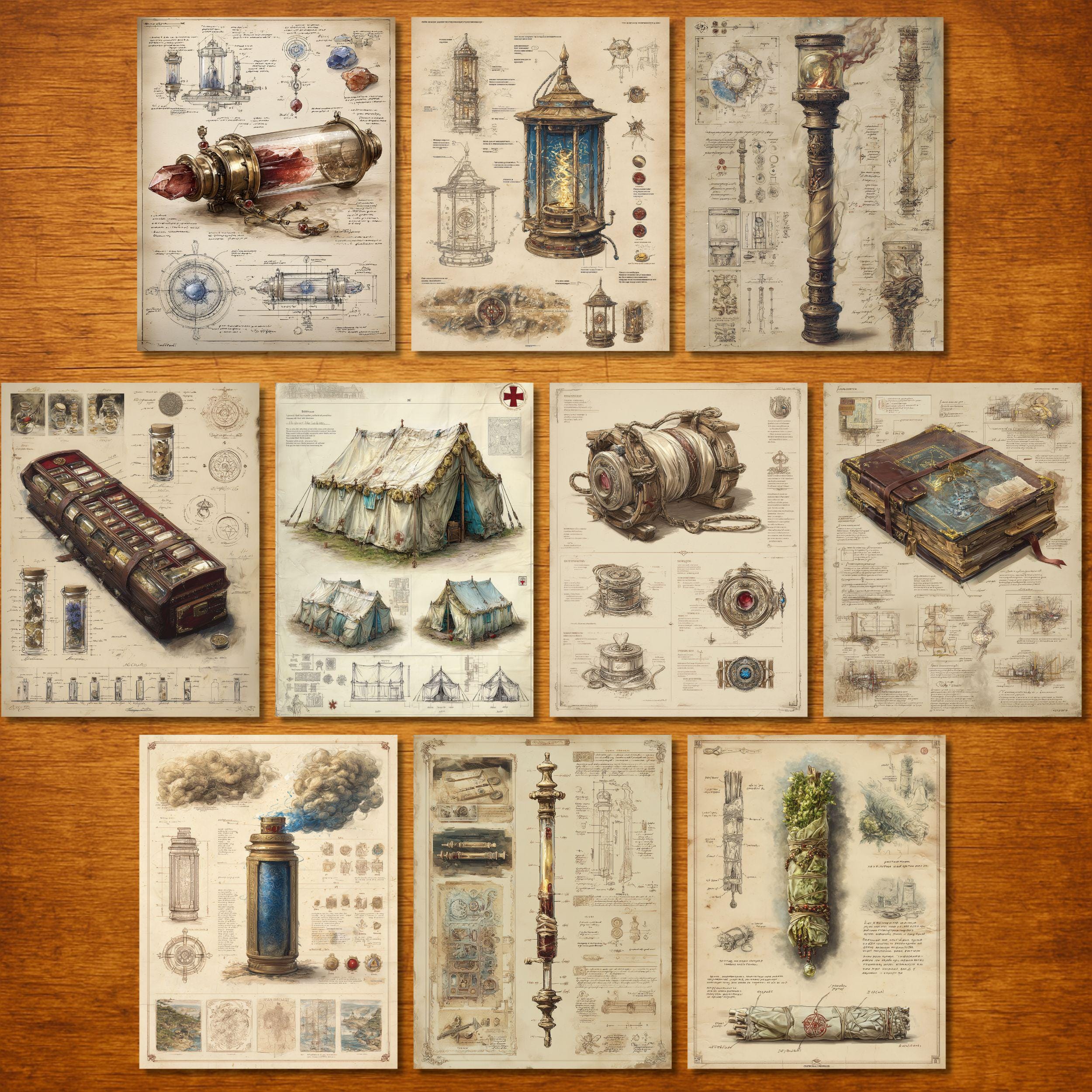 Fantasy Scrapbook Pages, Alchemy Backgrounds Kit, Medical Printable ...