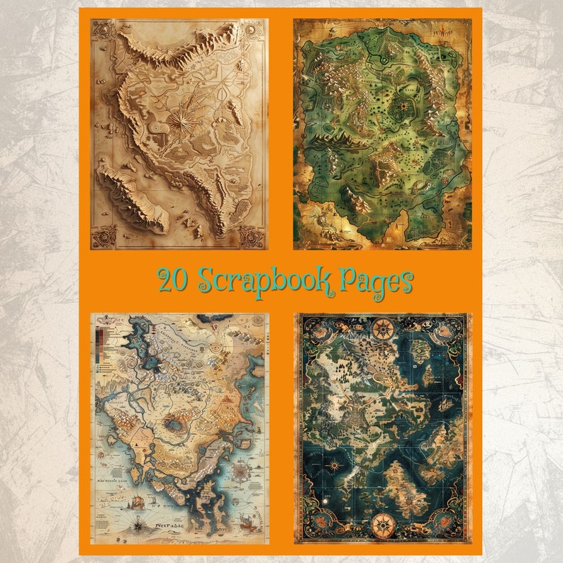 Fantasy Map Bundle 2 Scrapbook Pages, Fairy Kingdom Junk Journal Kit ...