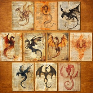 Dragon Codex Junk Journal Pages, Fantasy Scrapbook Pages, Monster ...