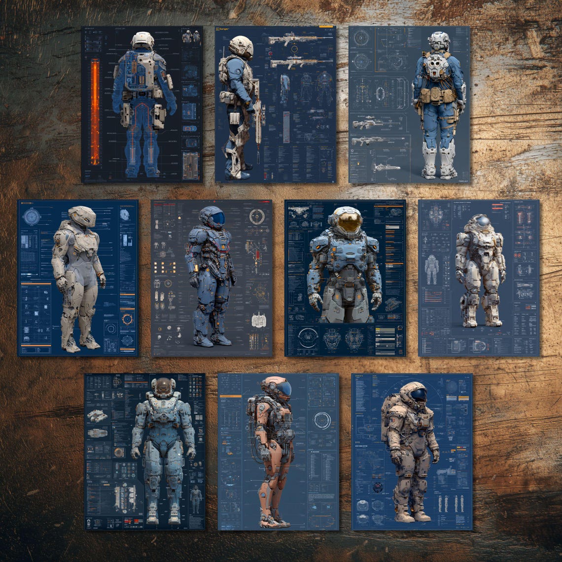 Sci-fi Power Armour Blueprints, TTRPG Handout, Cosplay Prop, Science ...