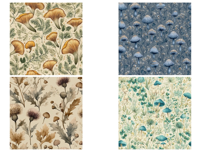 Mushroom Seamless Pattern Paper for Scrapbook, Junk Journals and Print ...