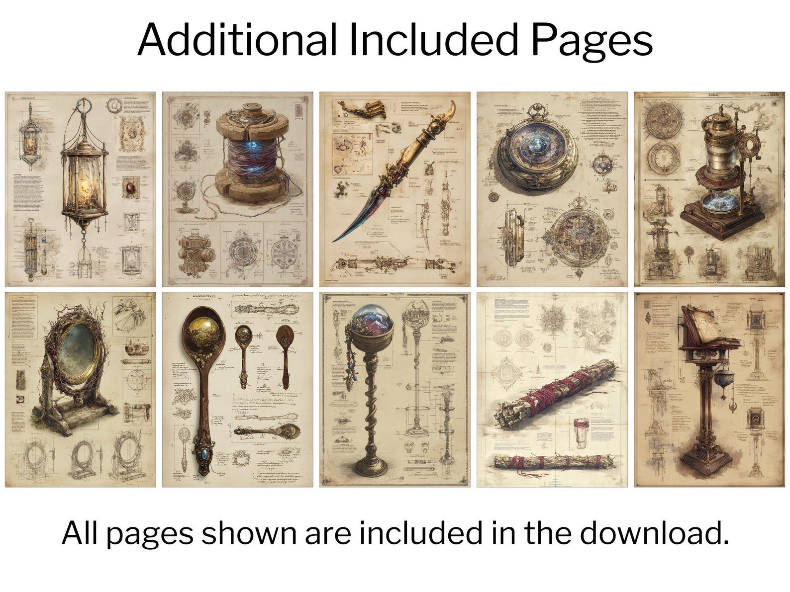 Witchcraft Tool Blueprints, Fantasy Ritual Ephemera, Printable Dnd ...