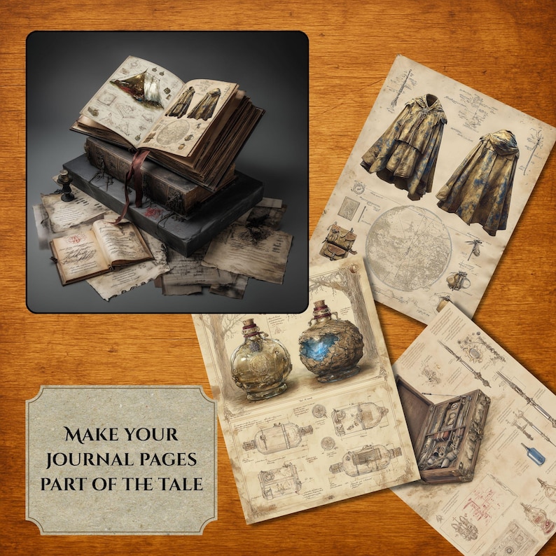 Fantasy Adventurer Gear Blueprints, Printable Dnd Journal Pages, RPG ...