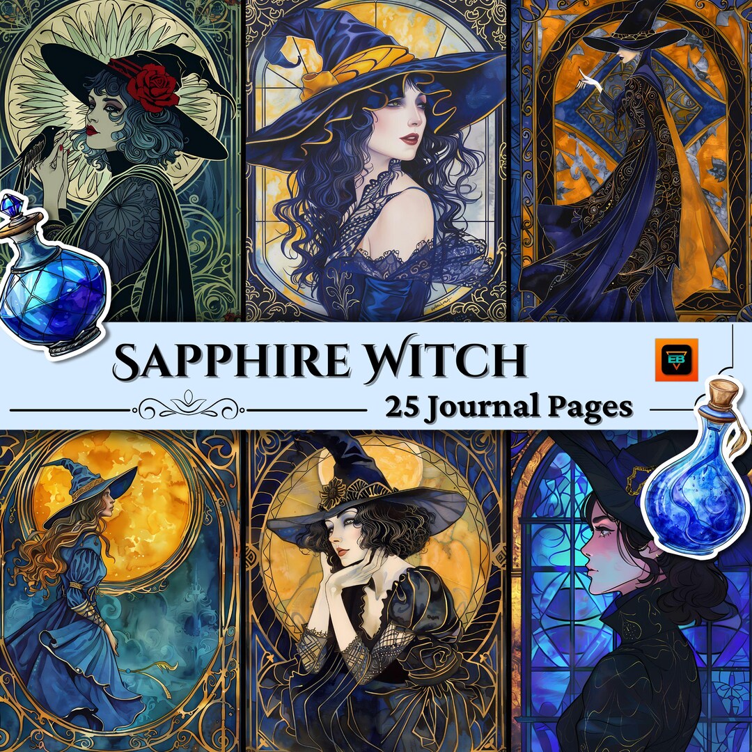 Sapphire Witch Junk Journal Kit, Digital Download, Witchy Ephemera ...