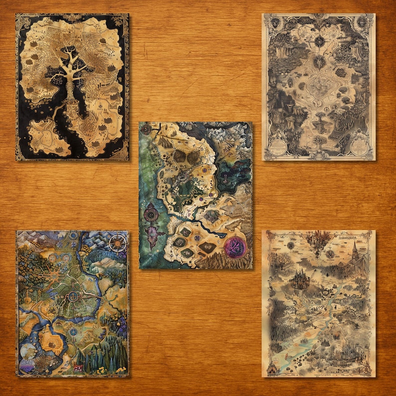 Fantasy Map Bundle 2 Scrapbook Pages, Fairy Kingdom Junk Journal Kit ...