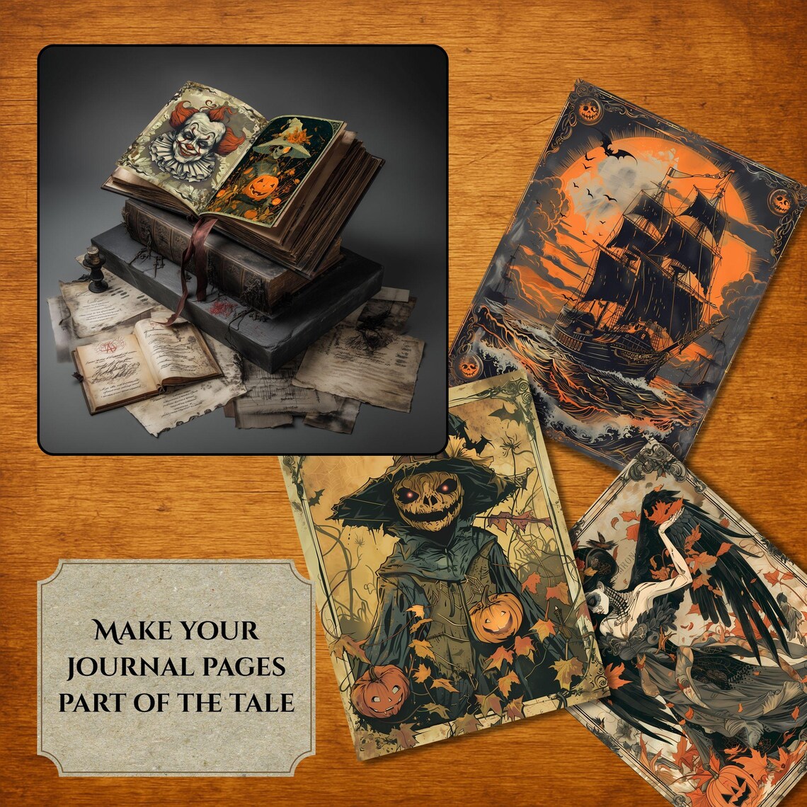 Spooky Halloween Junk Journal Pages, Digital Scrapbook Paper Kit ...