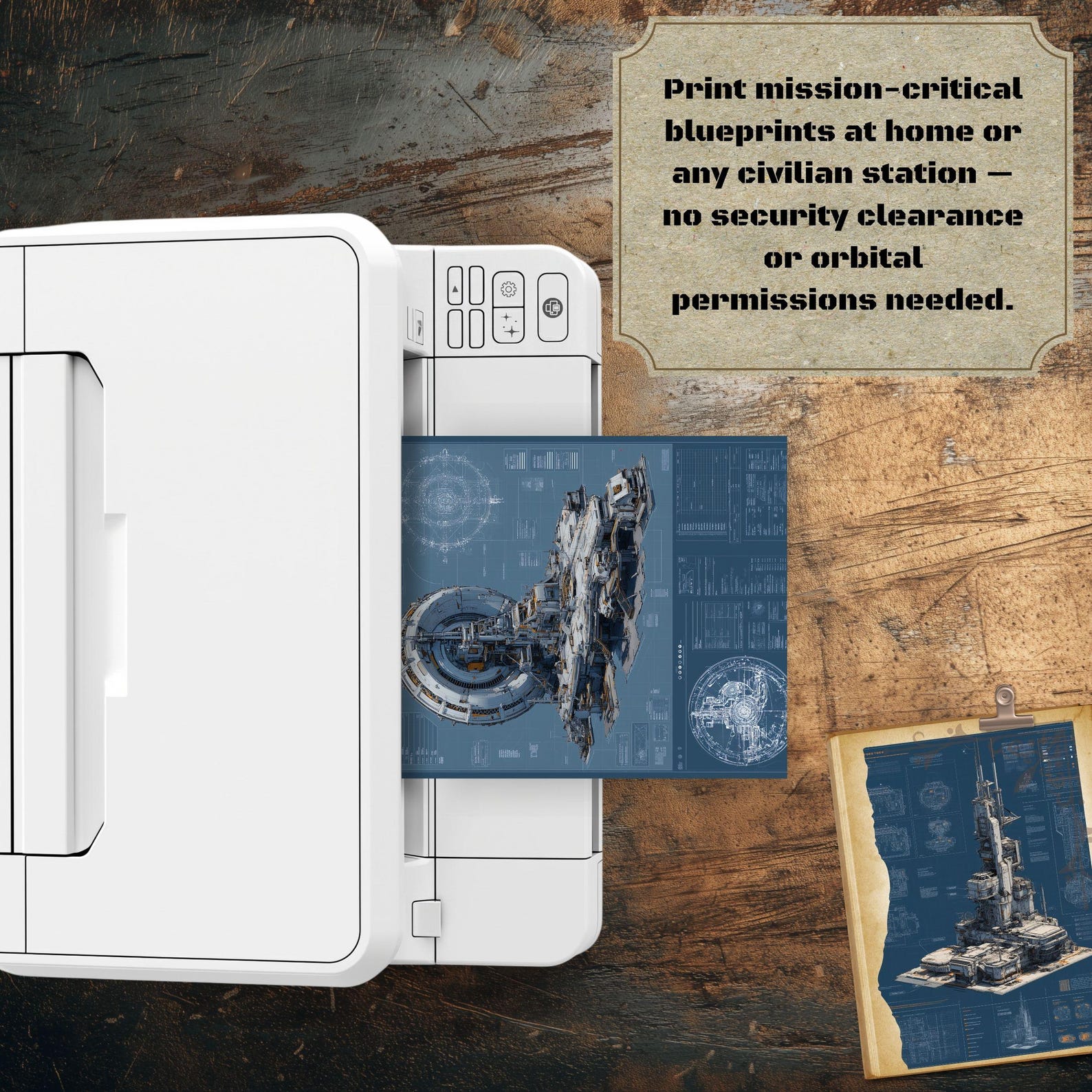 Sci-fi Space Station Blueprints, TTRPG Handout, Cosplay Prop, Science ...