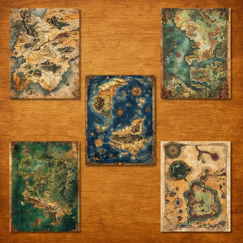 Fantasy Map Bundle 2 Scrapbook Pages, Fairy Kingdom Junk Journal Kit ...