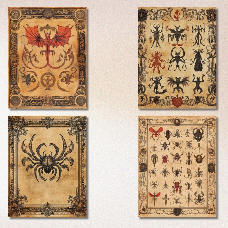 Codex Bestiary Journal Pages, Monster Scrapbook Sheets, BOS Grimoire ...