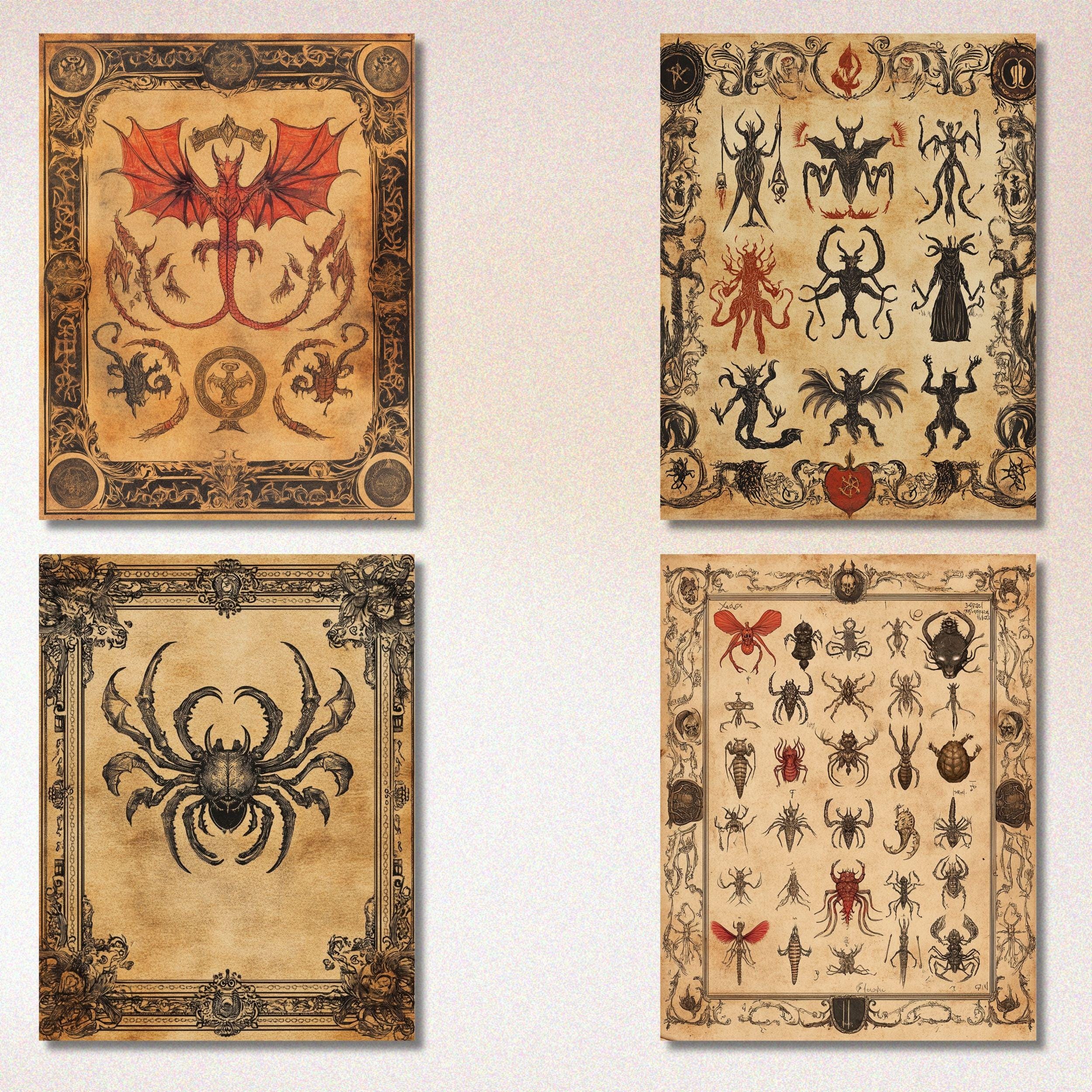 Codex Bestiary Journal Pages, Monster Scrapbook Sheets, BOS Grimoire ...