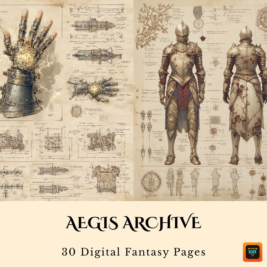 Fantasy Armour Blueprints, Printable Prop Pages, RPG Scrapbook Kit, Dnd ...