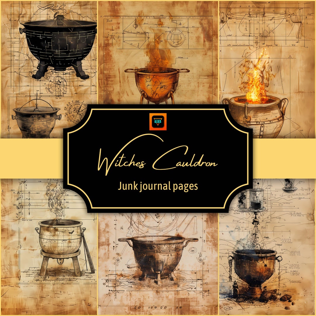 Witchcraft Junk Journal Pages, Grimoire Scrapbook Paper Kit, Witch ...