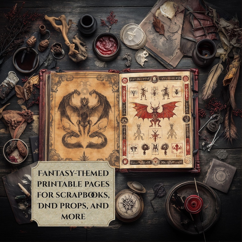Codex Bestiary Journal Pages, Monster Scrapbook Sheets, BOS Grimoire ...