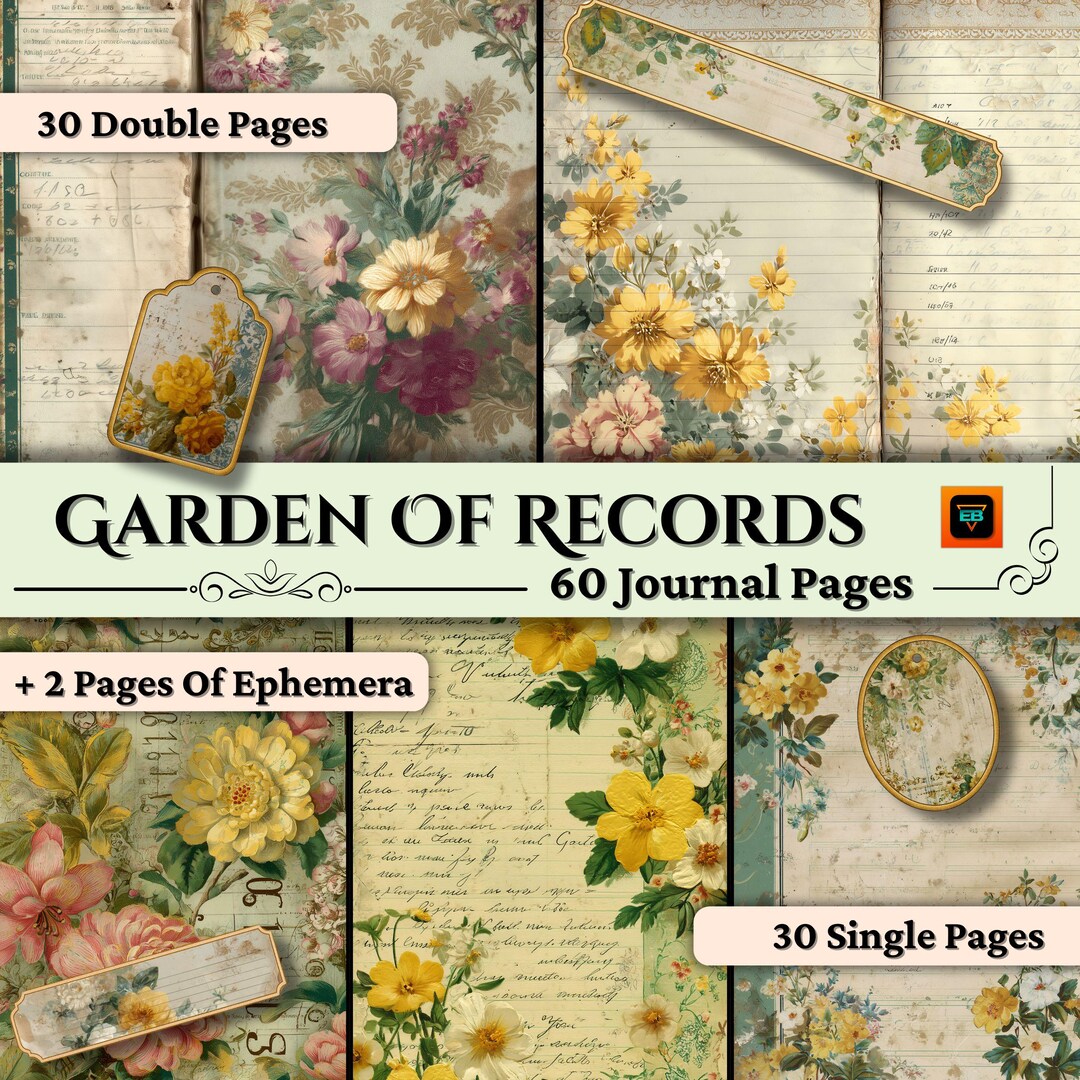 Vintage Floral Junk Journal Kit, Printable Ephemera Pages, Antique ...