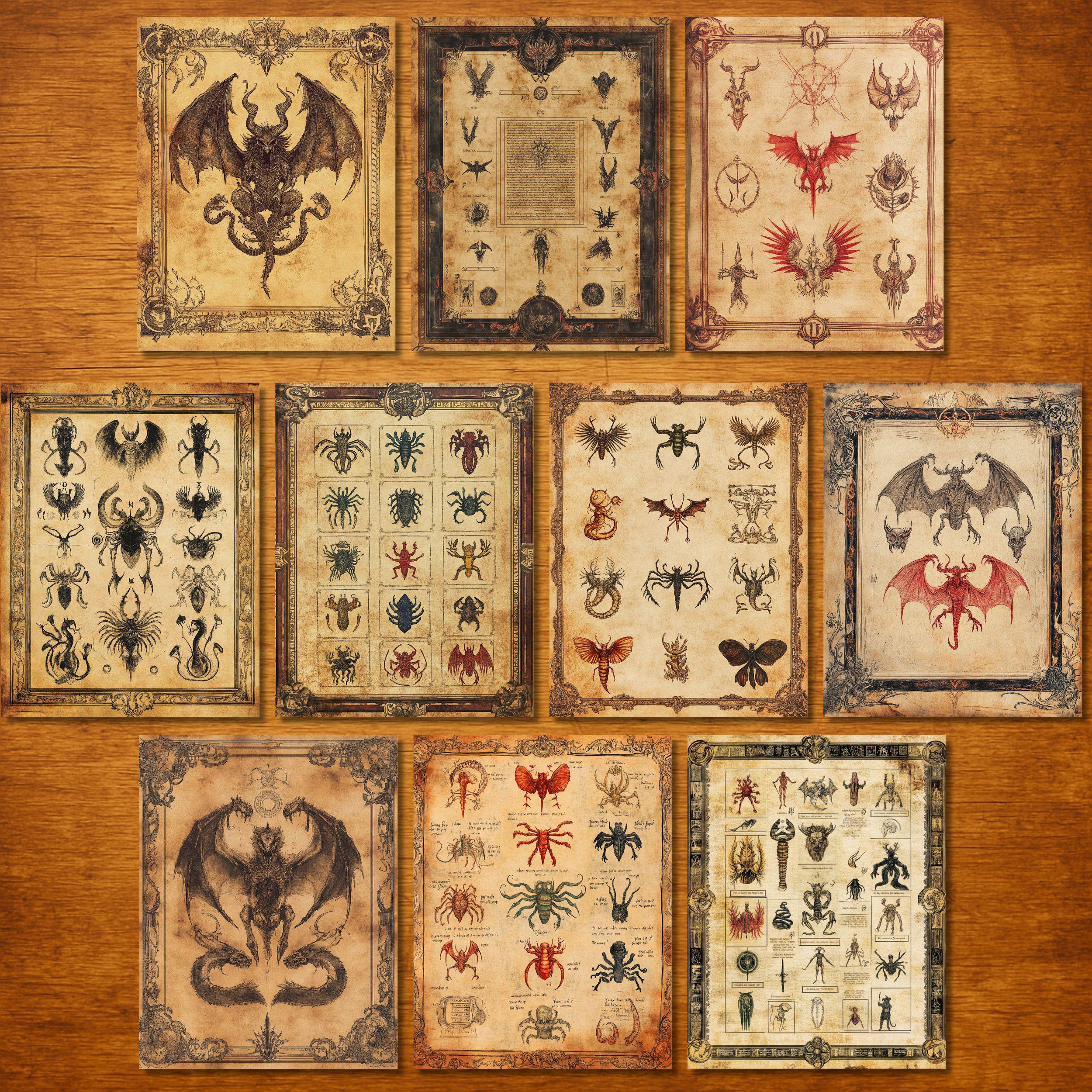 Codex Bestiary Journal Pages, Monster Scrapbook Sheets, BOS Grimoire ...