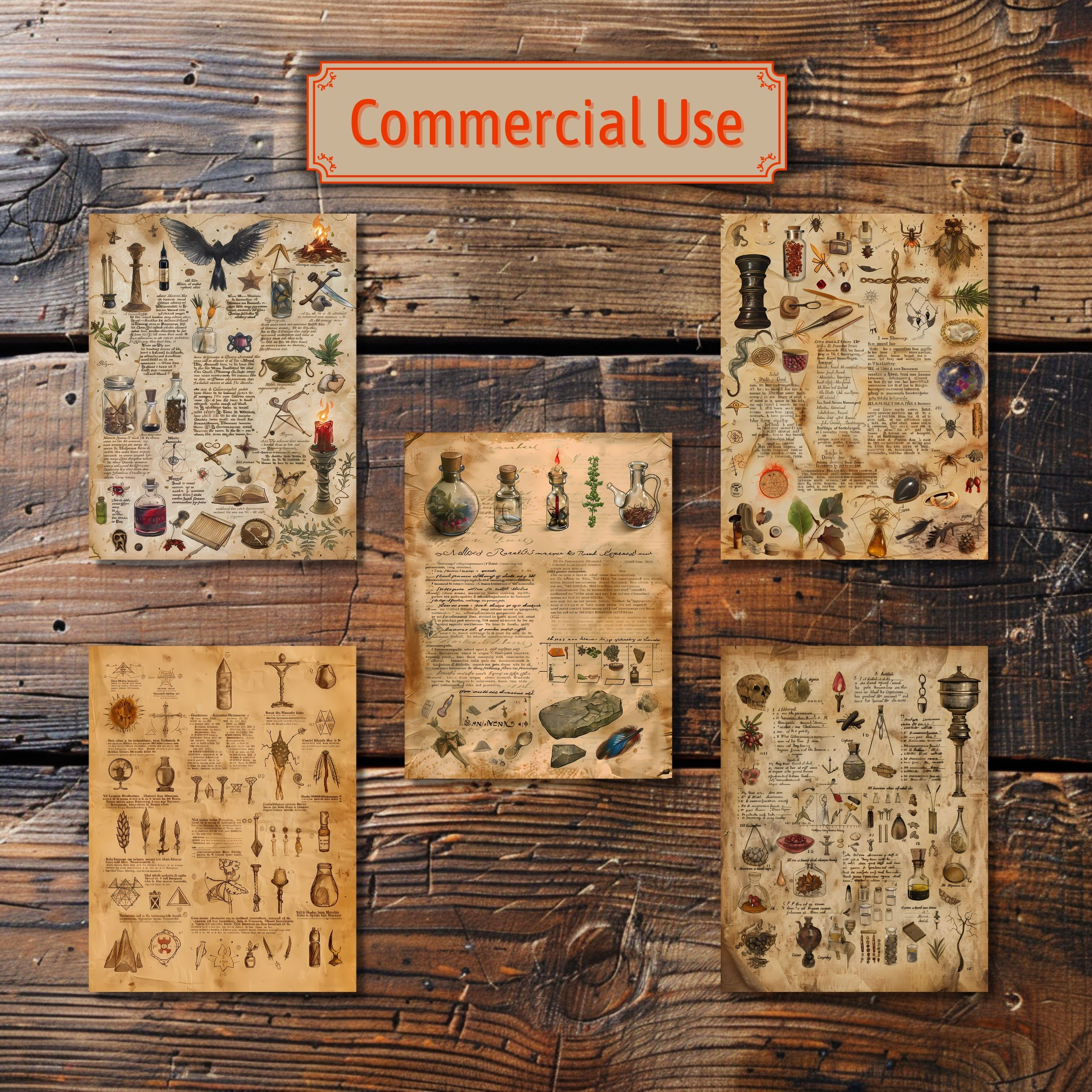 Witchcraft Junk Journal Pages, Digital Scrapbook Paper Kit, Ingredient ...