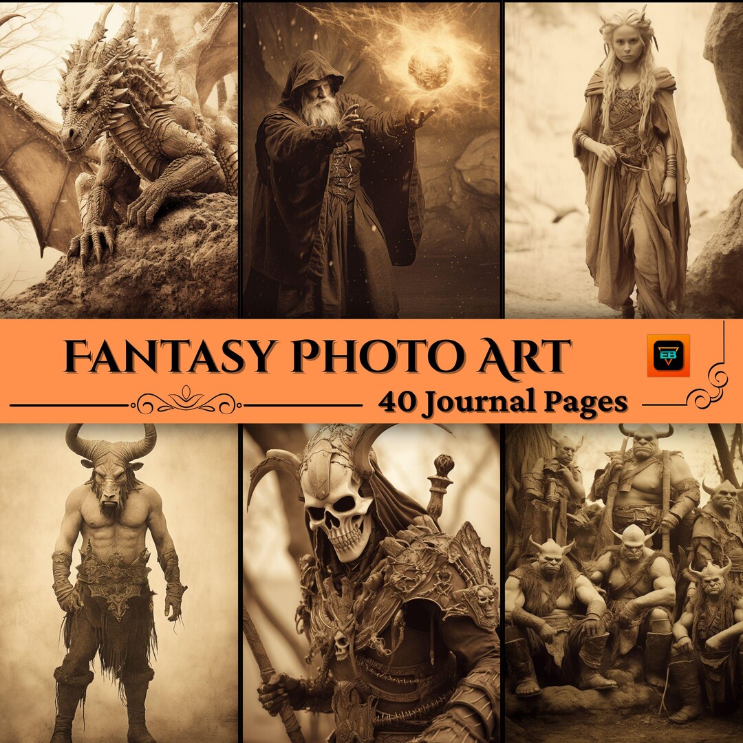 Fantasy Photo Art Scrapbook Pages, Dragon Junk Journal Kit, Magic Dnd ...