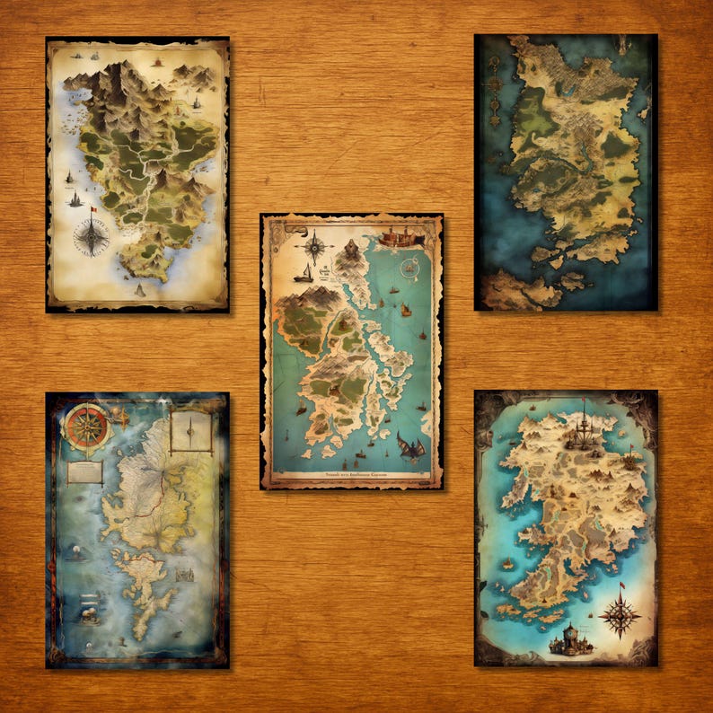 Fantasy Map Scrapbook Pages, Fairy Kingdom Junk Journal Kit, Dnd Gaming ...