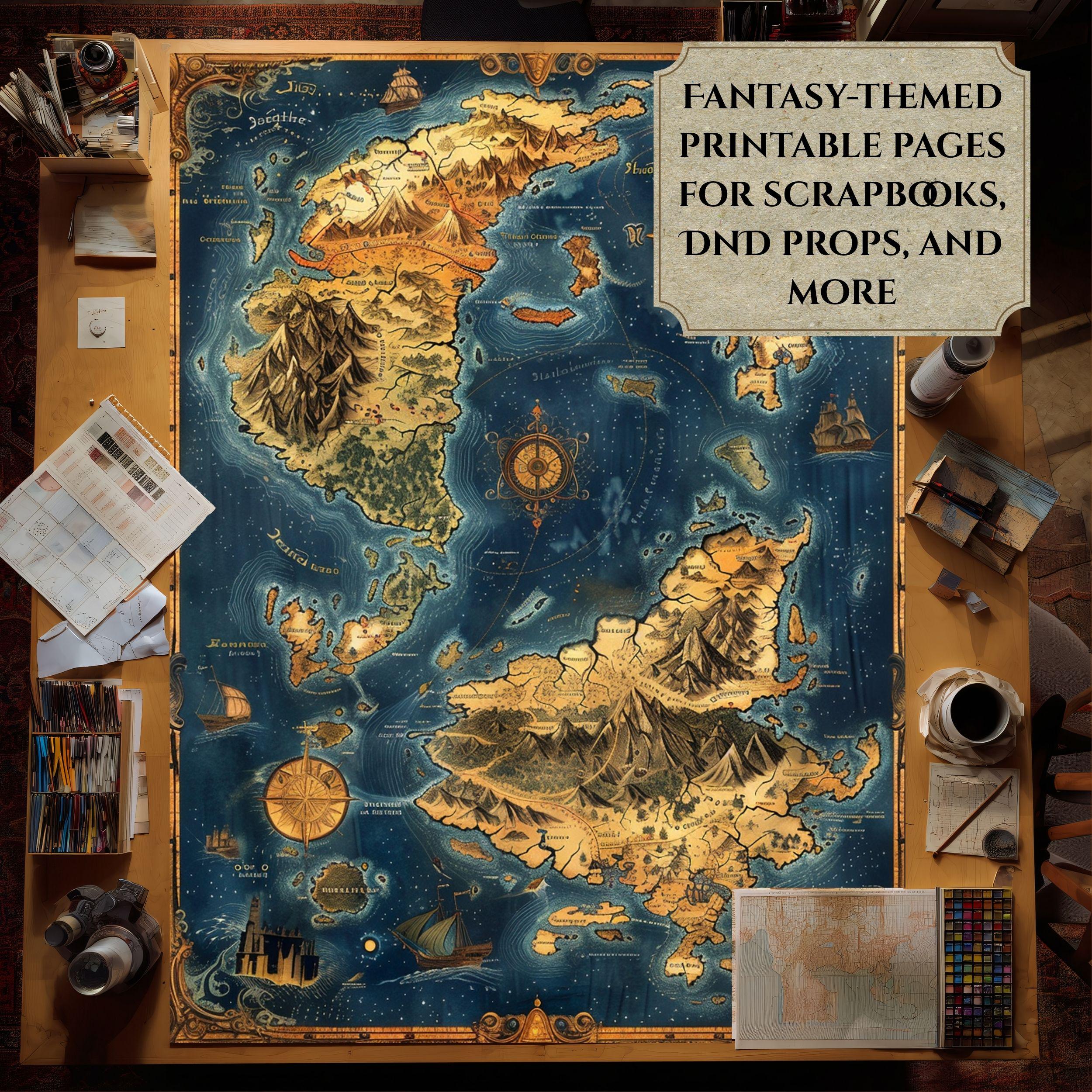 Fantasy Map Bundle 2 Scrapbook Pages, Fairy Kingdom Junk Journal Kit ...