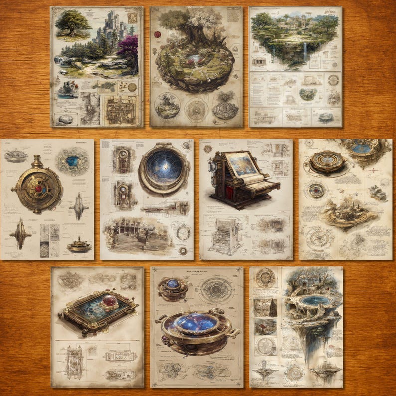 Fantasy Map Pages, Junk Journal Kit, Arcane Scrapbook Paper, Magical ...