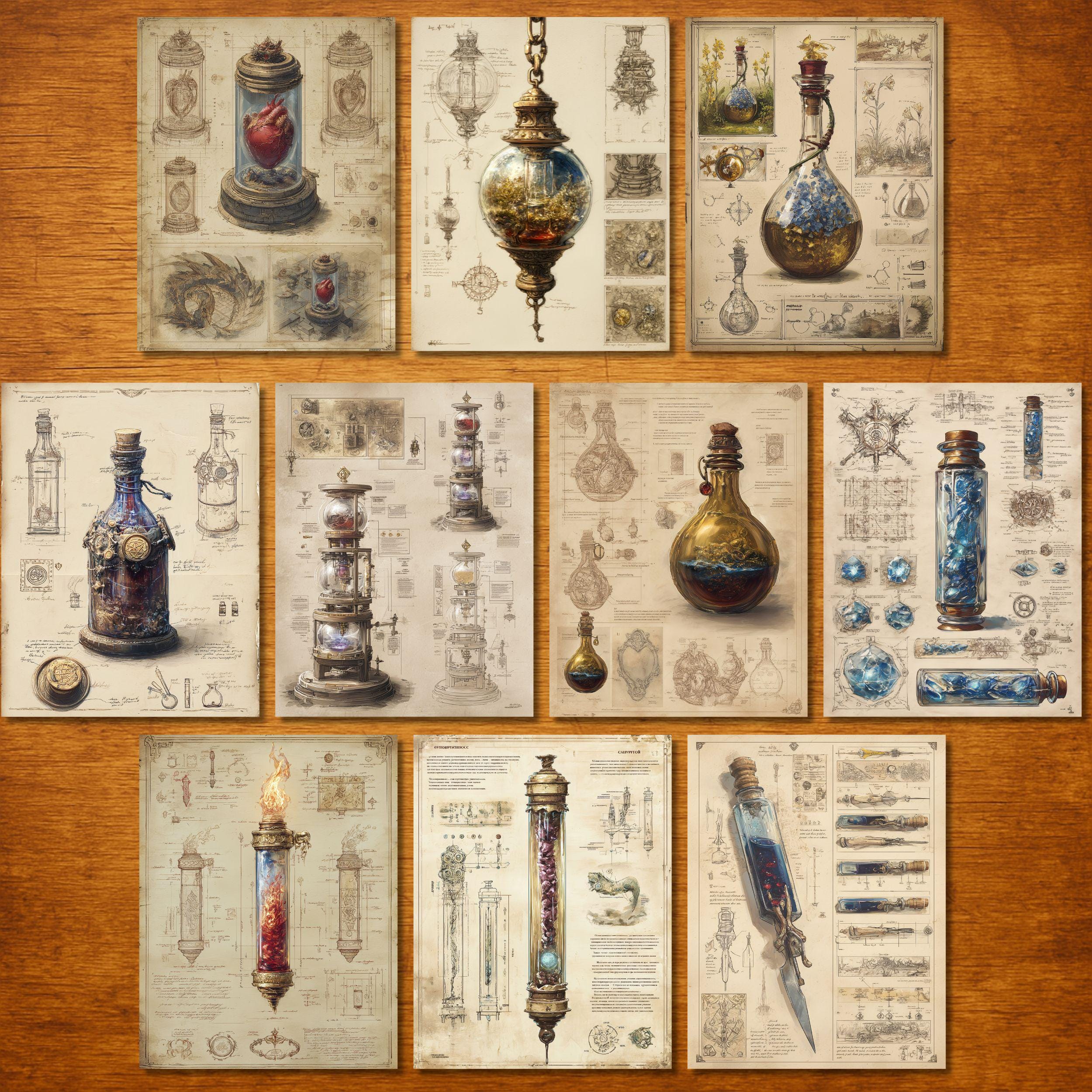 Alchemy Backgrounds Kit, Potion Scrapbook Pages, Grimoire Printable ...