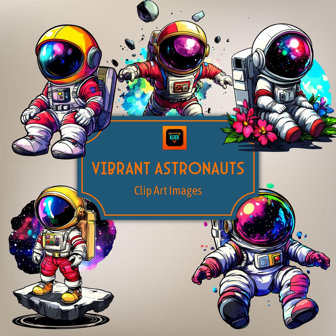 Vibrant Astronaut Watercolour Clip Art, Space Graphics, Galaxy Lover ...