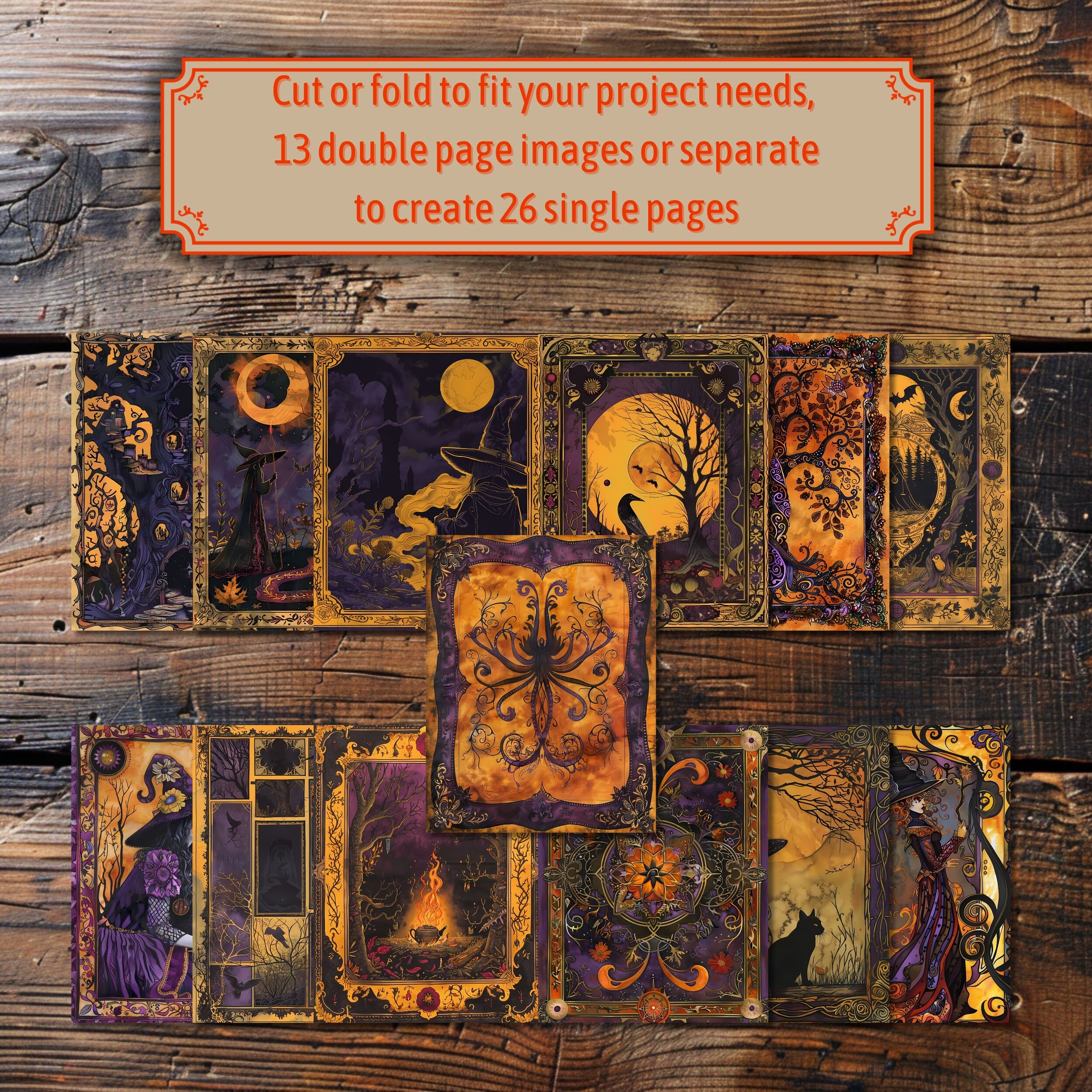 Violet Witchcraft Junk Journal Kit, Witchy Scrapbook Pages, Wicca ...