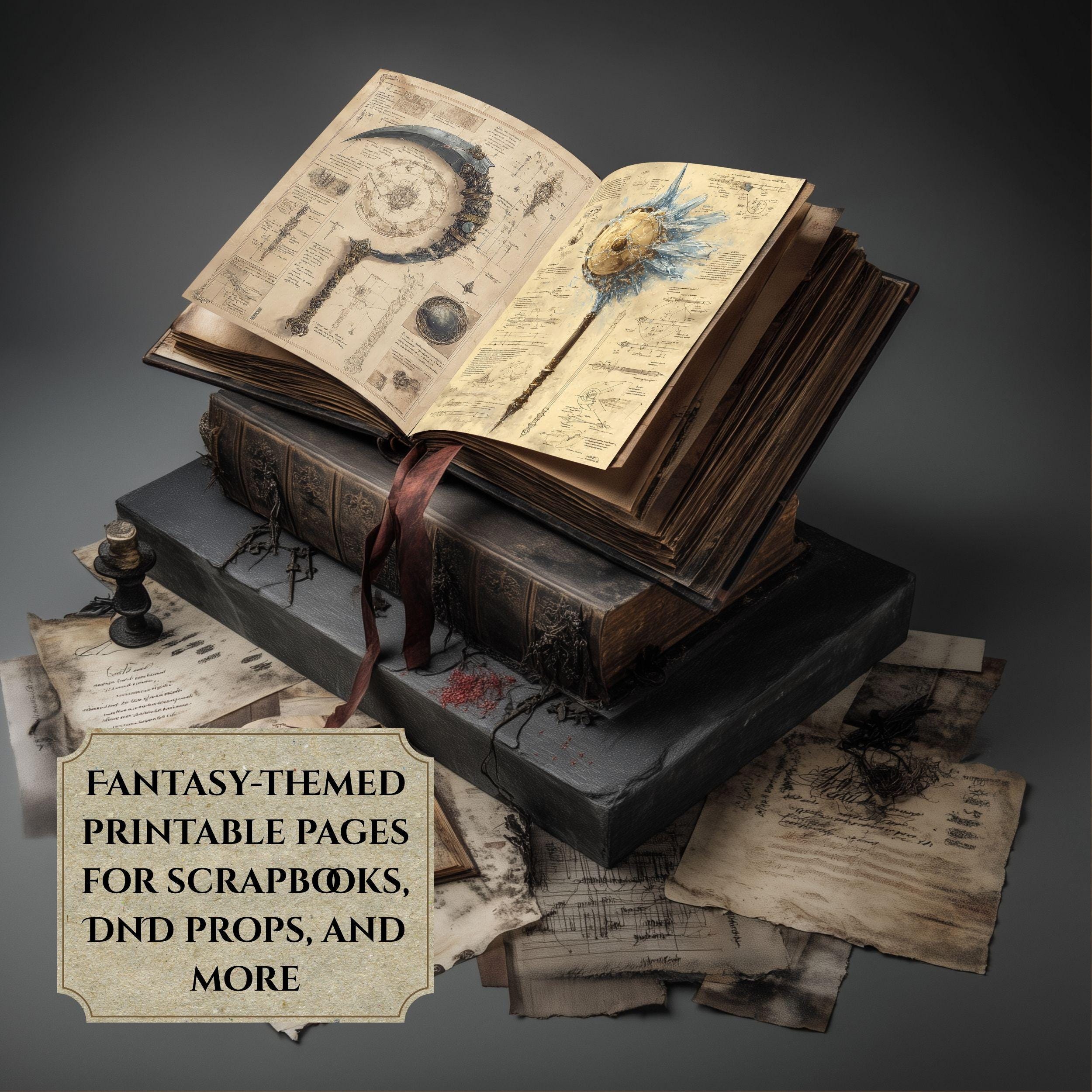 Fantasy Weapon Blueprints, Printable Sword & Axe Art, Dnd Ephemera ...