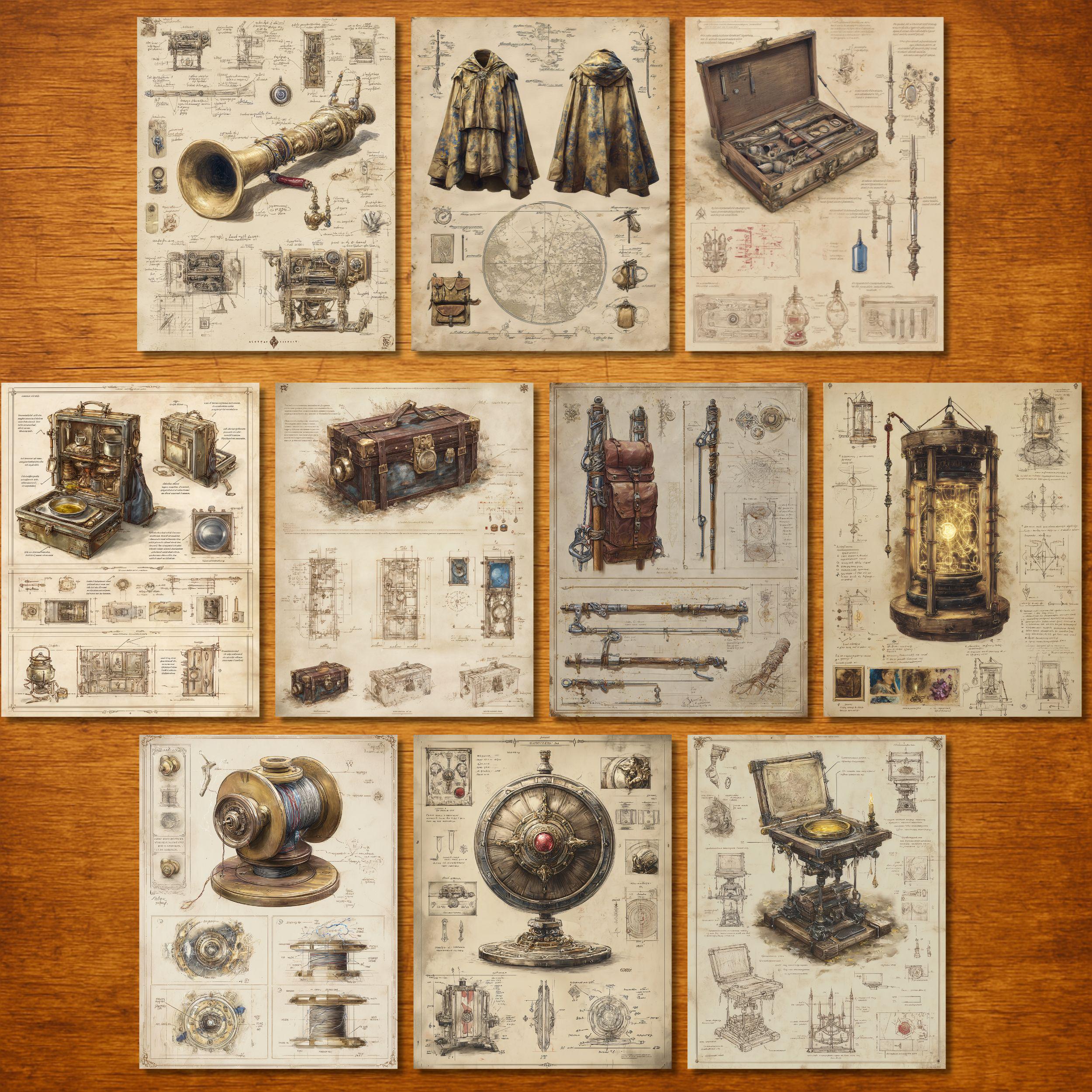 Fantasy Adventurer Gear Blueprints, Printable Dnd Journal Pages, RPG ...