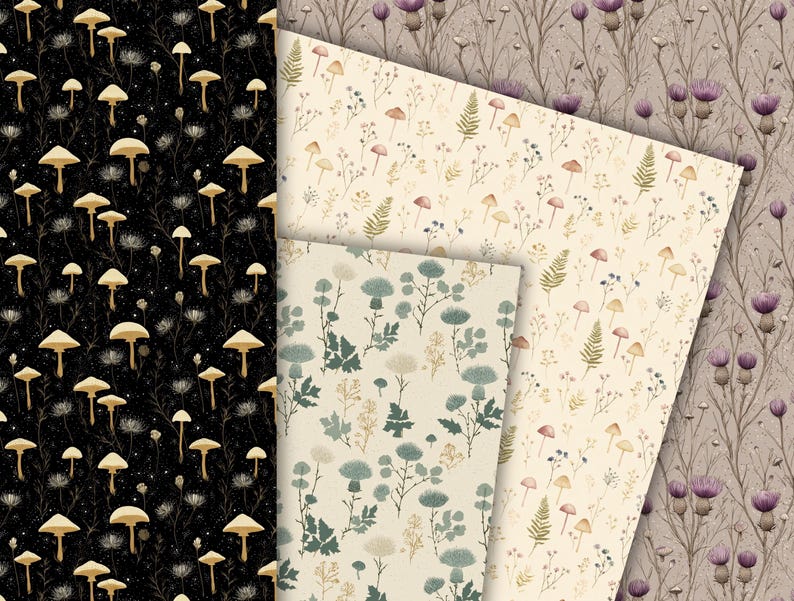 Mushroom Seamless Pattern Paper for Scrapbook, Junk Journals and Print ...