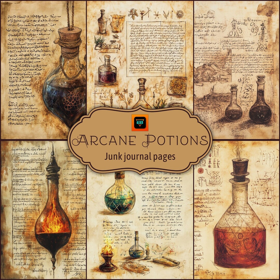 Arcane Potion Junk Journal Pages, Witchcraft Book of Shadows, Printable ...
