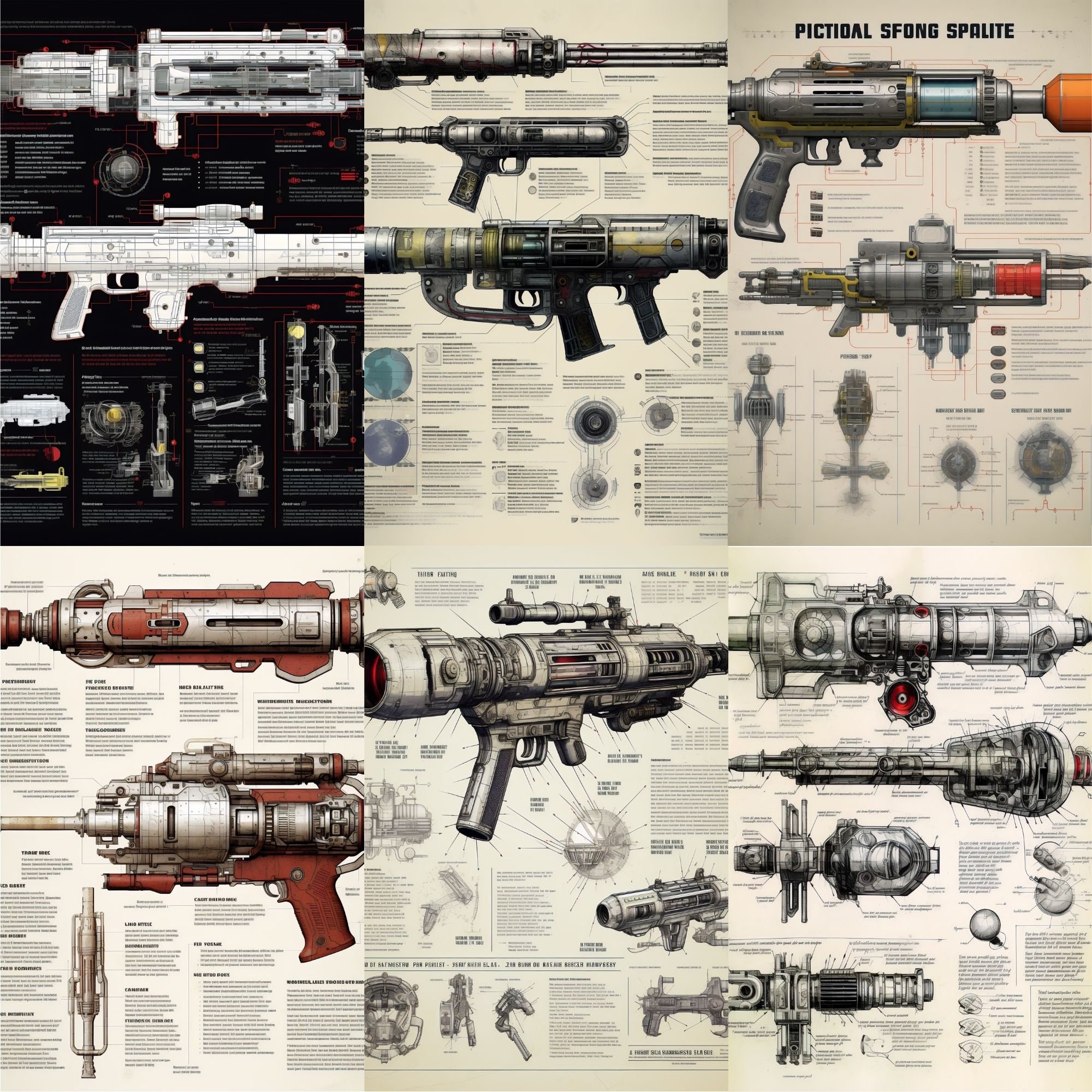20 Weapon Blueprints, Scifi Ephemera Pack, Scifi Gaming Prop, Junk ...